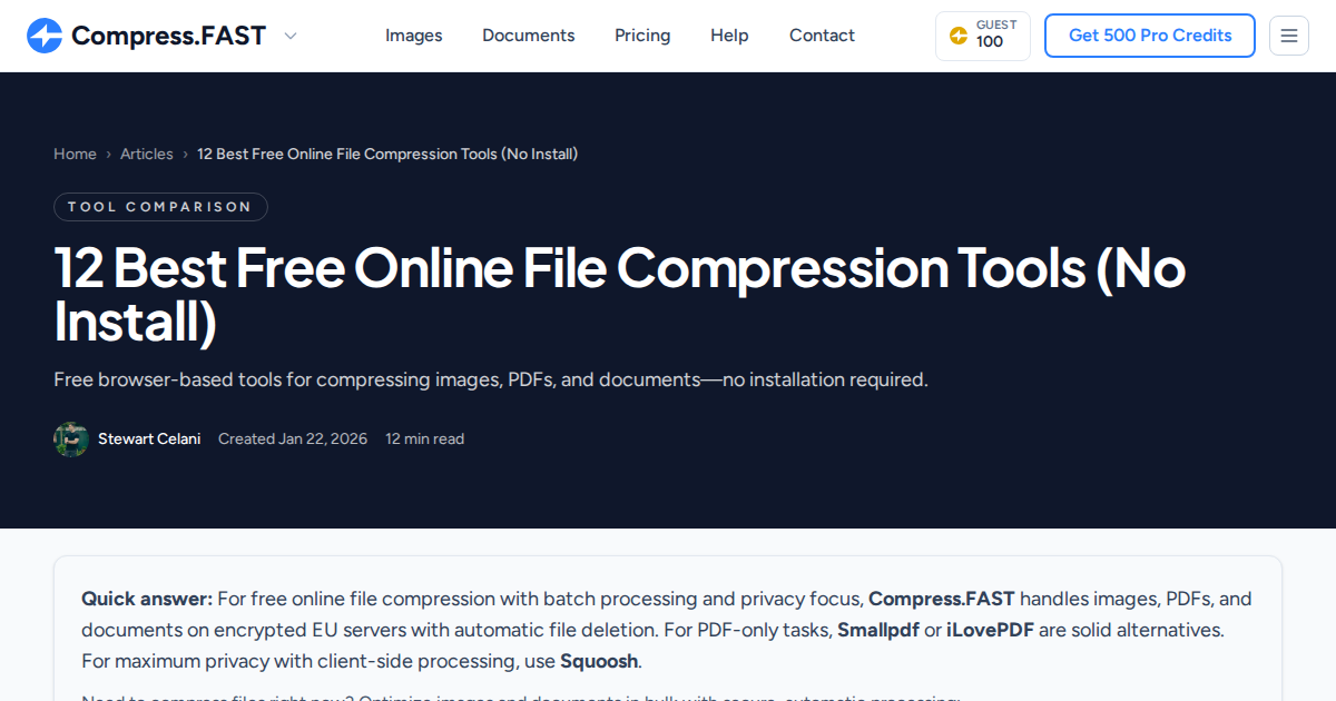 Best Free File Compression Tools Online (2026) — No Signup Required