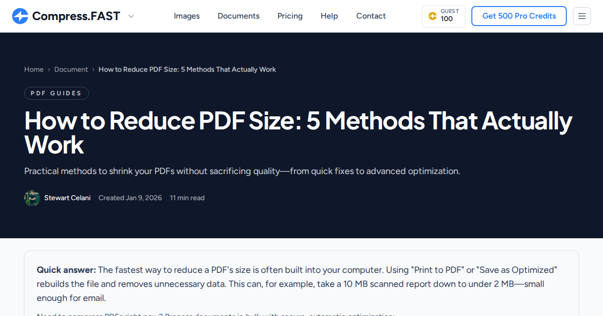 How to Reduce PDF File Size — 5 Methods That Actually Work (2026)