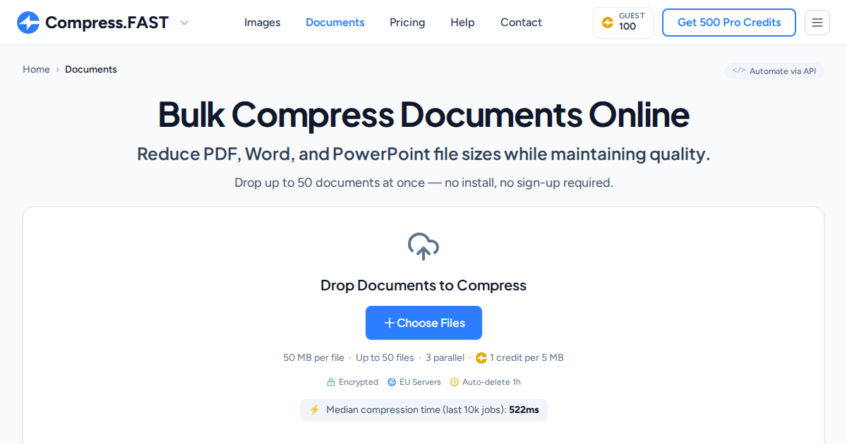 Bulk Compress Documents Online - PDF, Word, PowerPoint
