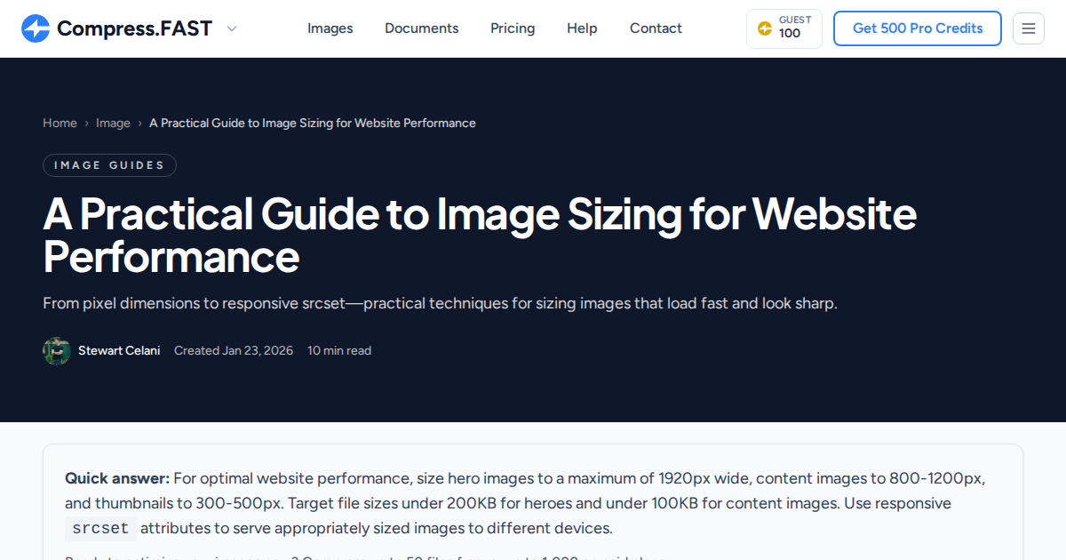 A Practical Guide to Image Sizing for Website Performance